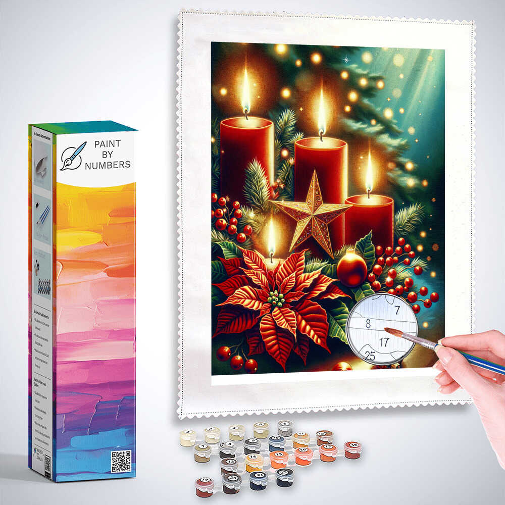 Paint by Numbers - Christmas star with candles – DIY Paint by Numbers