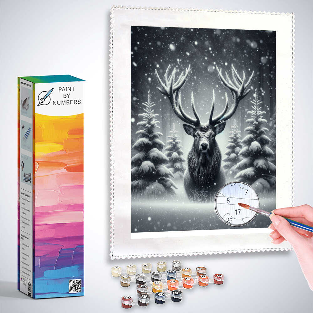 Paint by Numbers - Deer in the snow – DIY Paint by Numbers