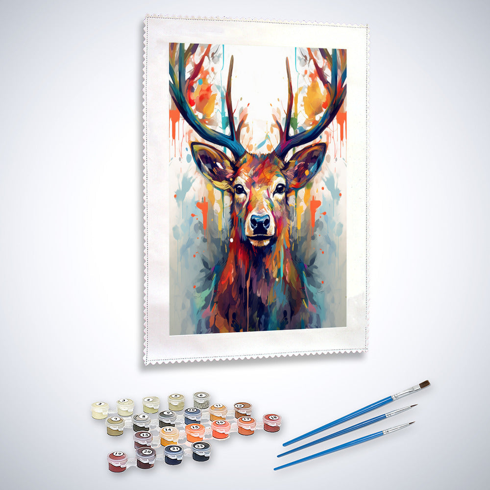 Deer with colorful antlers - Paint by Numbers – DIY Paint by Numbers