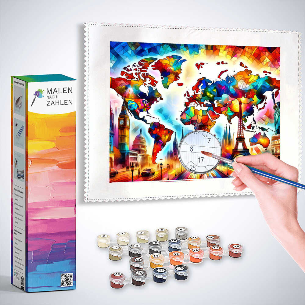 Paint by Numbers - World Map Sights Colored – DIY Paint by Numbers