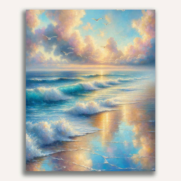 Beach, sea with seagulls - Paint by Numbers – DIY Paint by Numbers