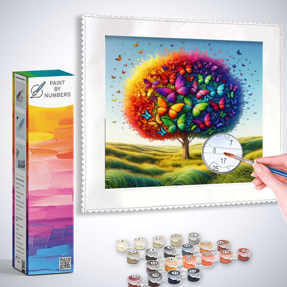 Paint by Numbers - Tree of Butterfly Friends – DIY Paint by Numbers