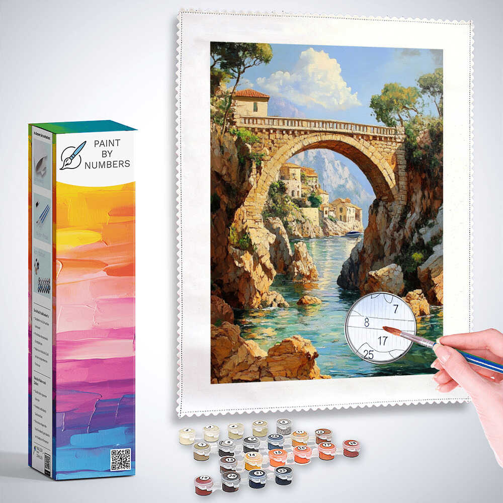 Paint by Numbers - Mediterranean Idyll, Sea Bridge – DIY Paint by Numbers