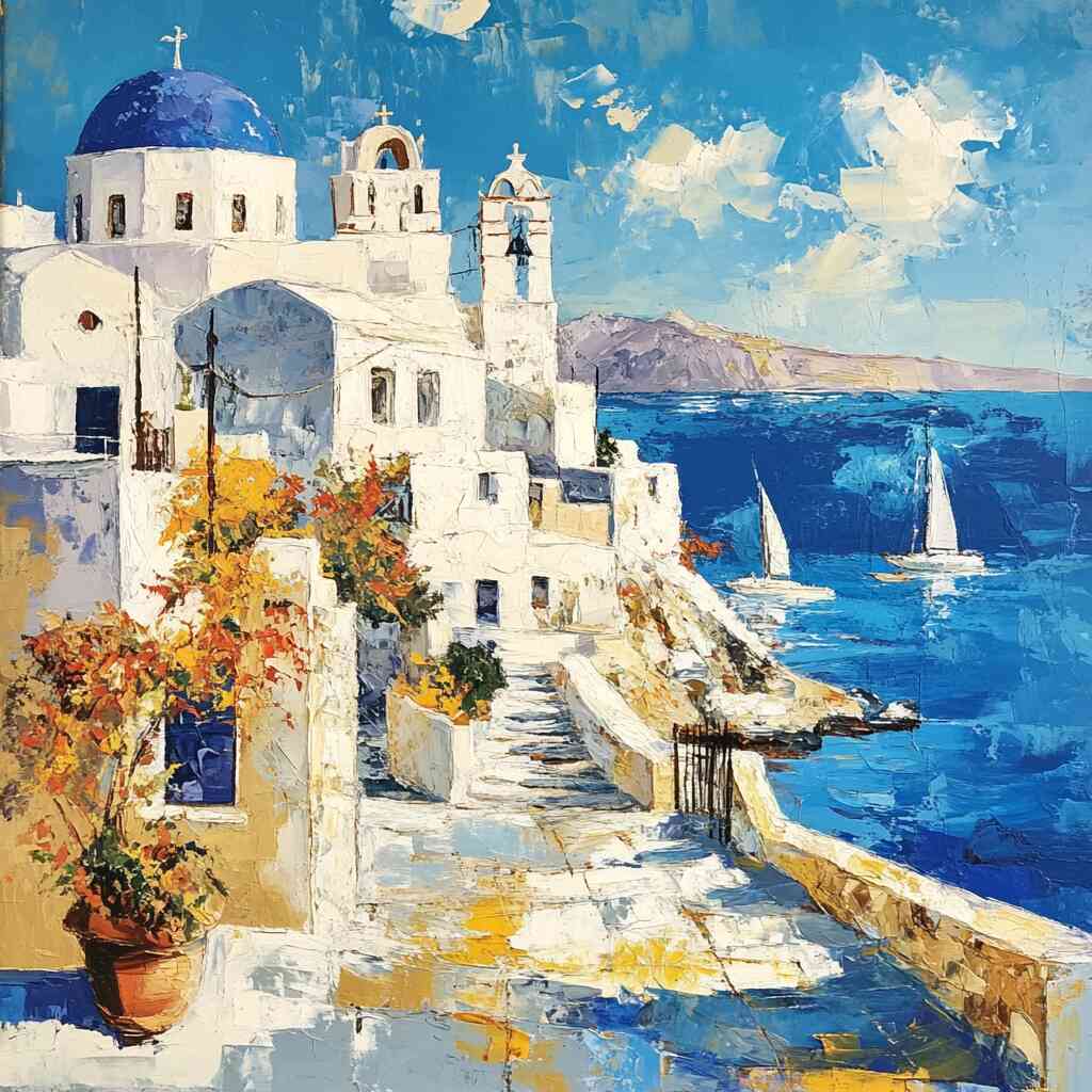 Paint by Numbers - Sun magic over Santorini – DIY Paint by Numbers
