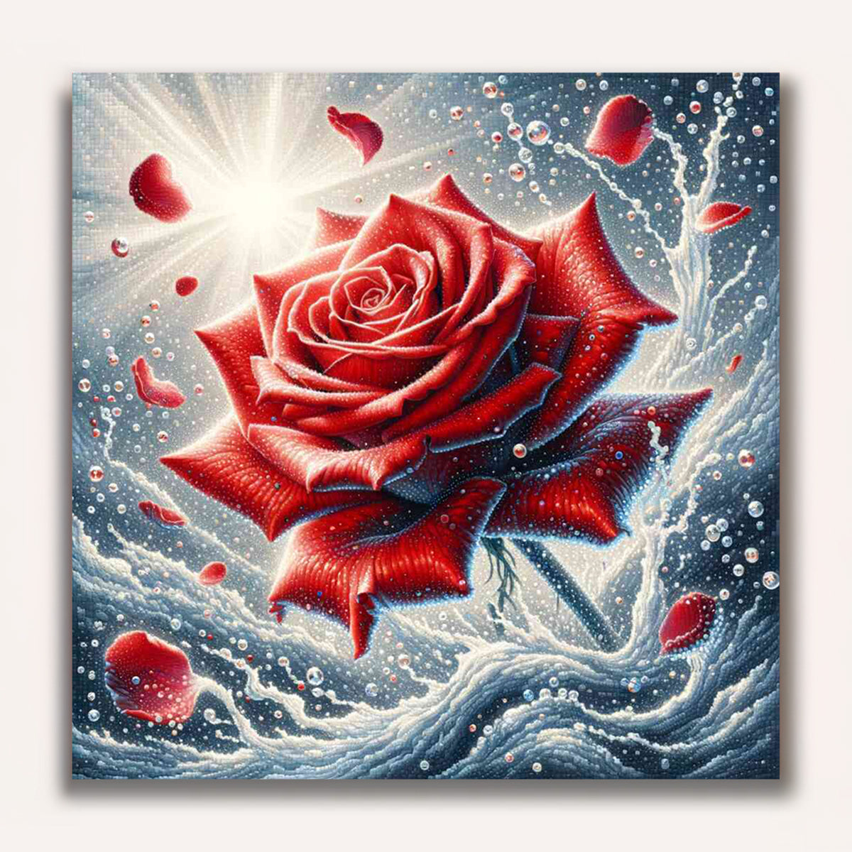 Paint by Numbers - Red Rose Surrounded by Water – DIY Paint by Numbers
