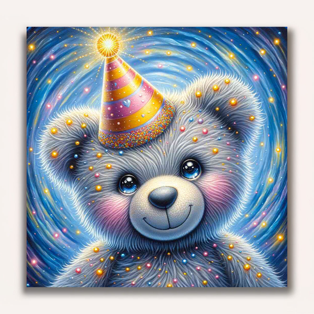 Paint by Numbers - Teddy Bar with Party Hat – DIY Paint by Numbers