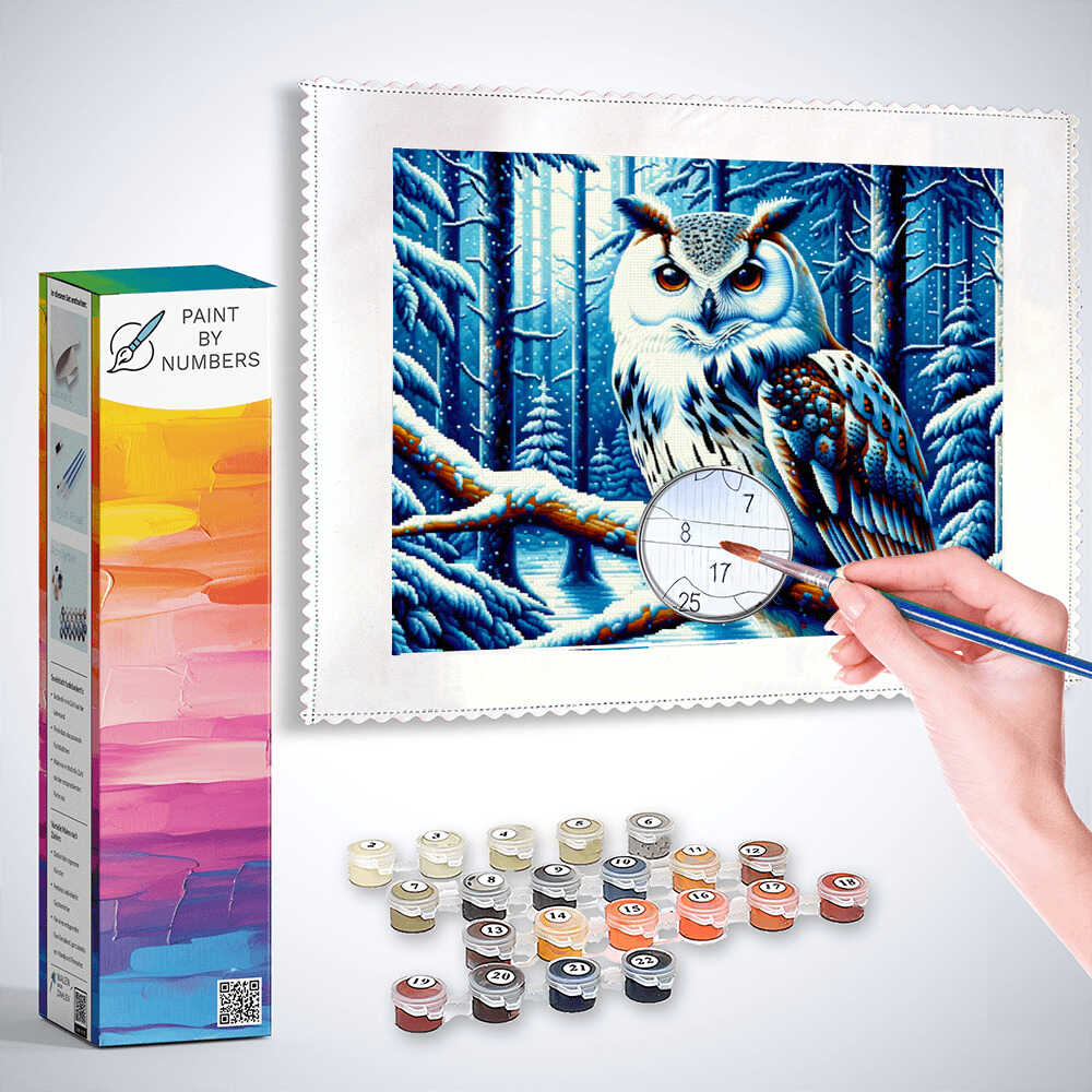 Paint by Numbers - Owl in front of forest – DIY Paint by Numbers