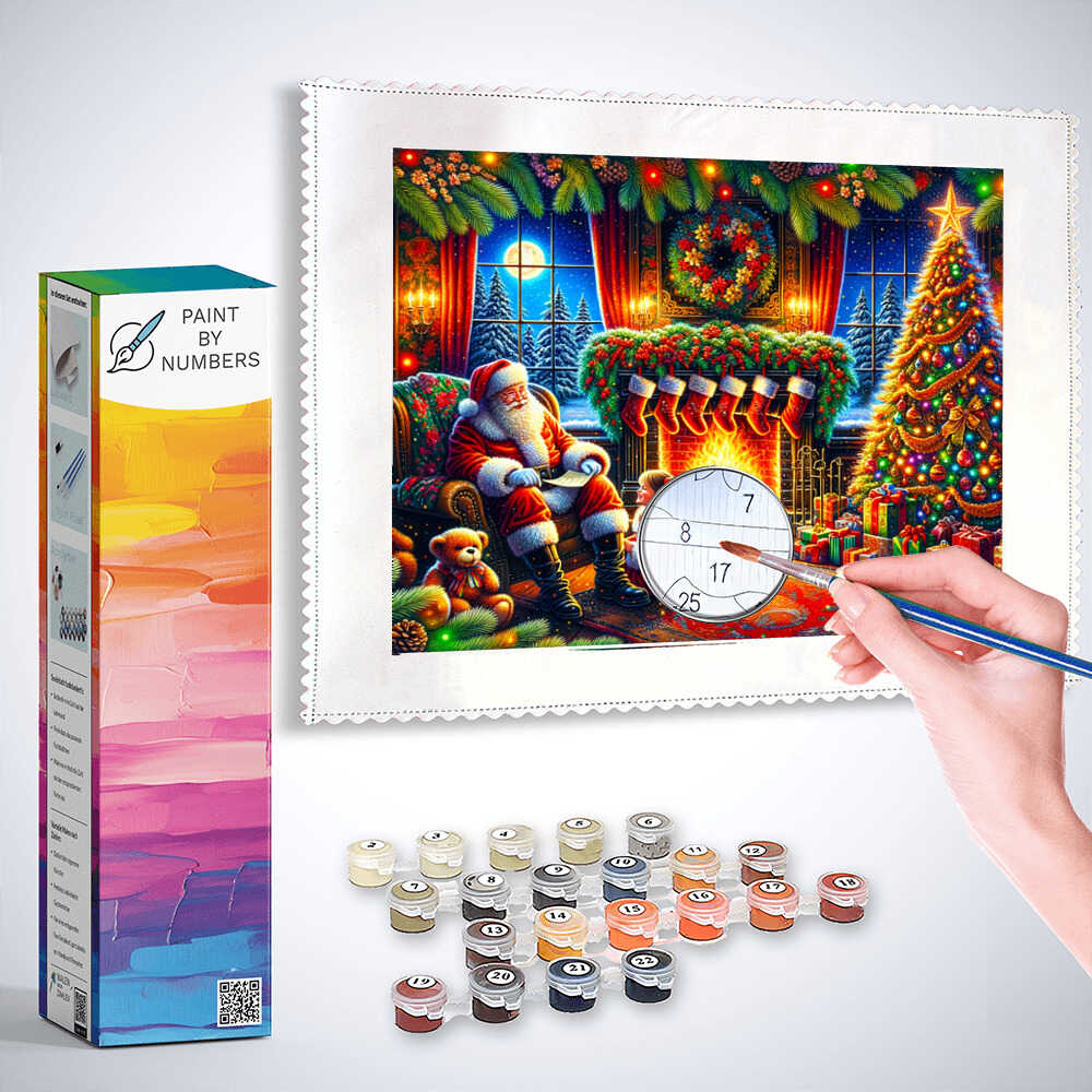 Paint by Numbers - Christmas by the fireplace – DIY Paint by Numbers