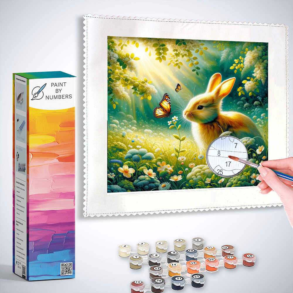 Paint by Numbers - Rabbit with butterfly – DIY Paint by Numbers