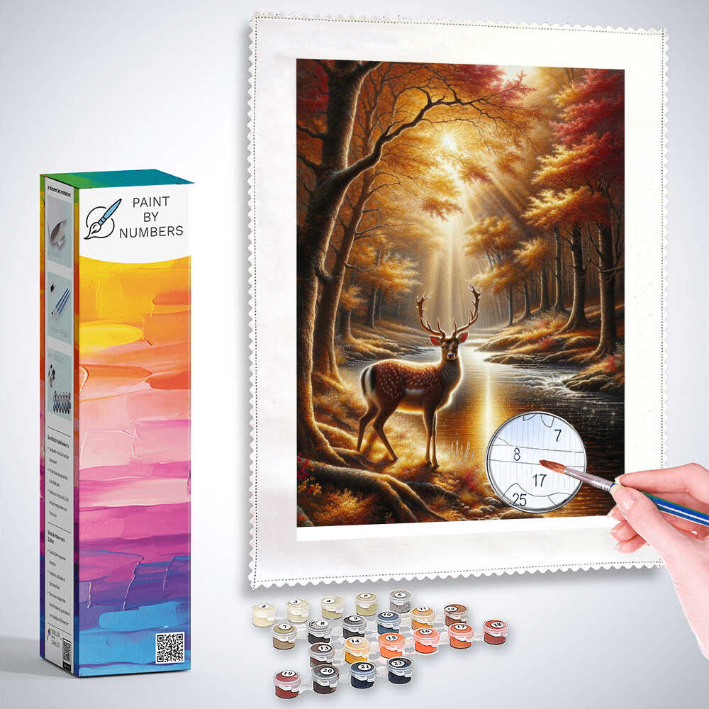 Paint by Numbers - Deer by the River – DIY Paint by Numbers