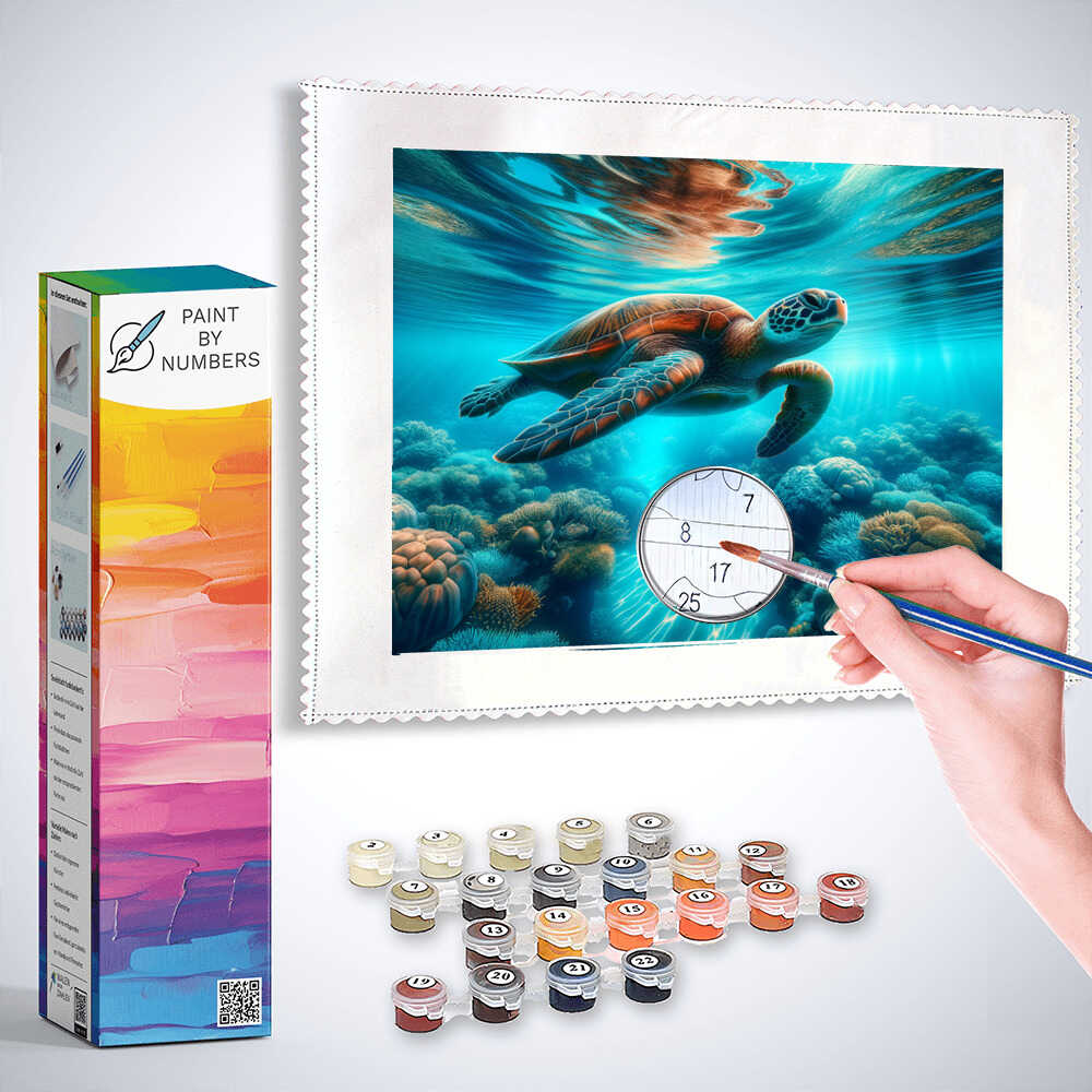 Paint by Numbers - Turtle in the sea – DIY Paint by Numbers