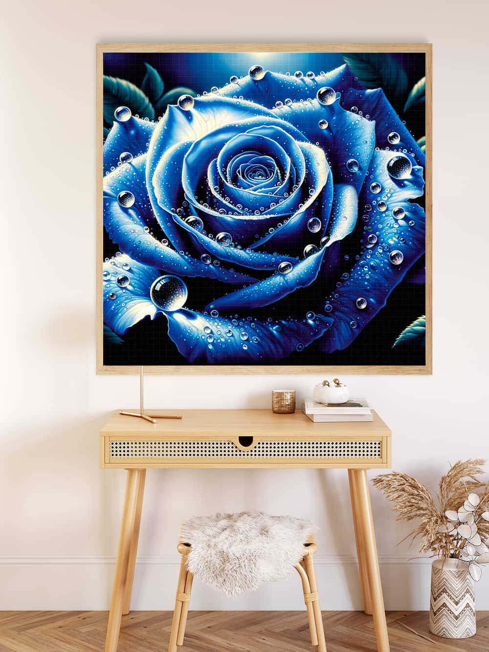 Paint by Numbers - Blue Rose with Water Drops – DIY Paint by Numbers