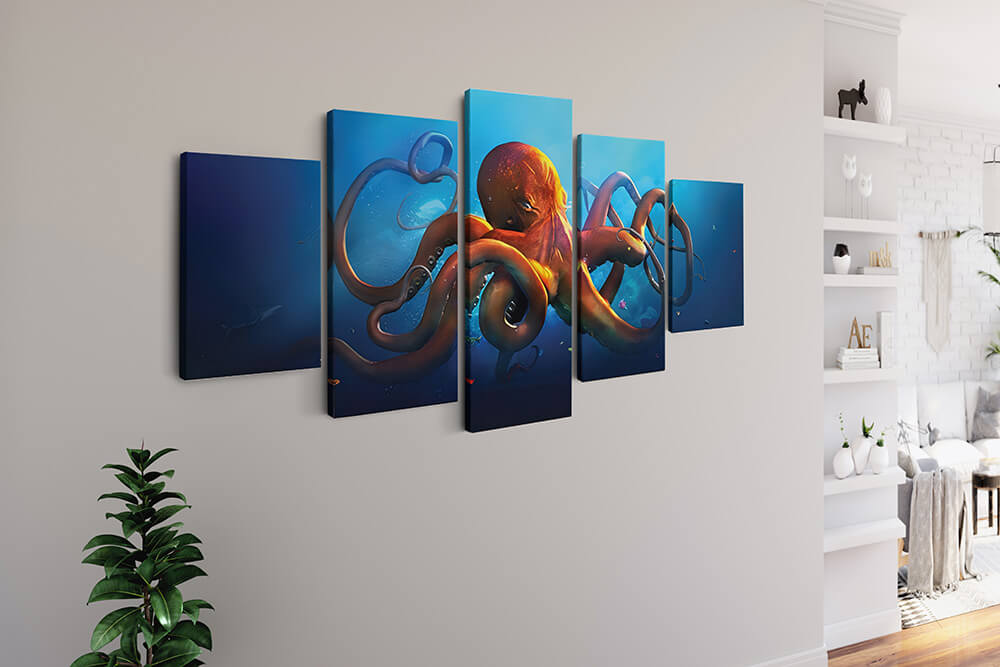 Paint by Numbers 5 parts - Impressive world of the octopus – DIY Paint ...