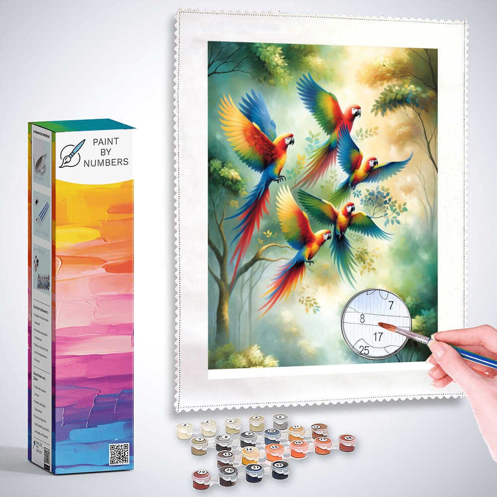 Paint by Numbers - Parrot Family – DIY Paint by Numbers