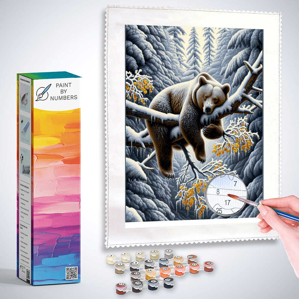 Paint by Numbers - Brown bear in tree – DIY Paint by Numbers