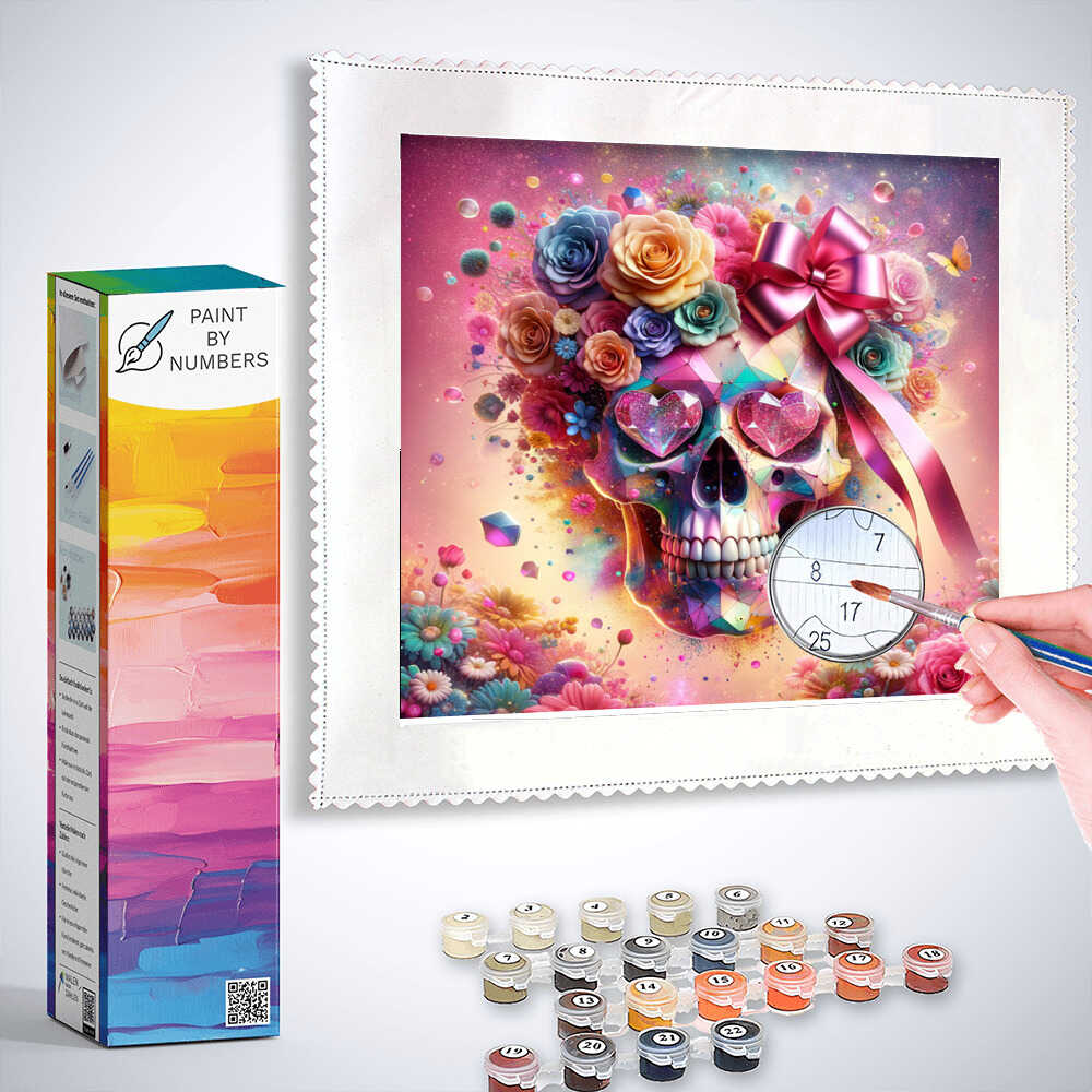 Paint by Numbers - Skull with bow – DIY Paint by Numbers