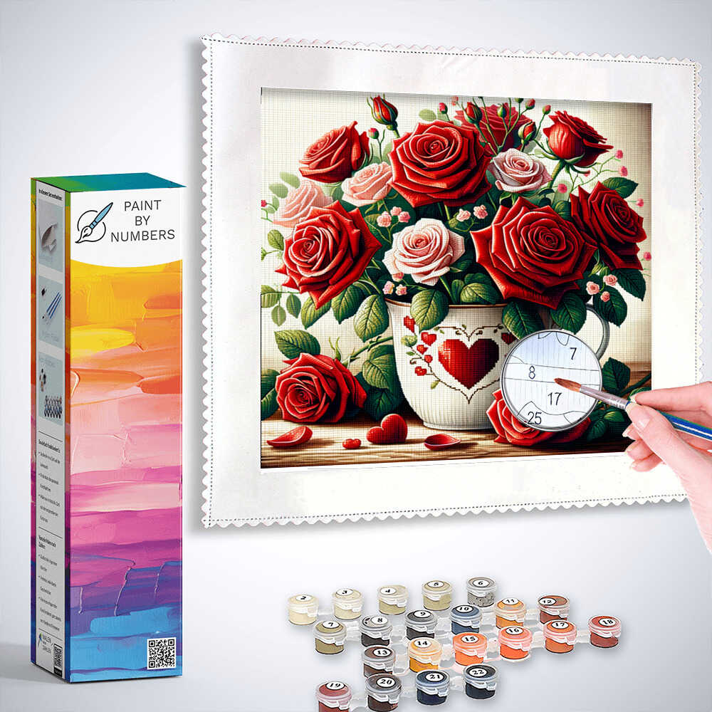 Paint by Numbers - Red rose cup – DIY Paint by Numbers