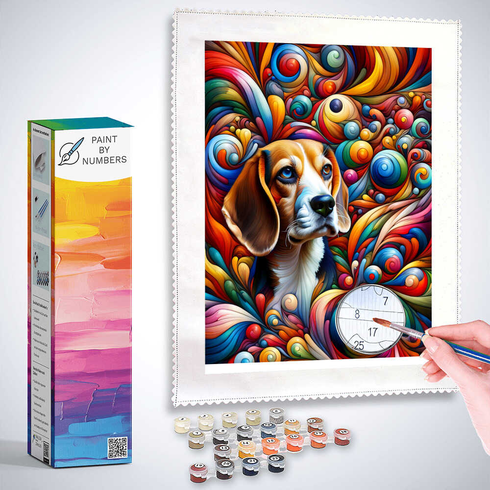 Beagle, Colorful - Paint by Numbers – DIY Paint by Numbers