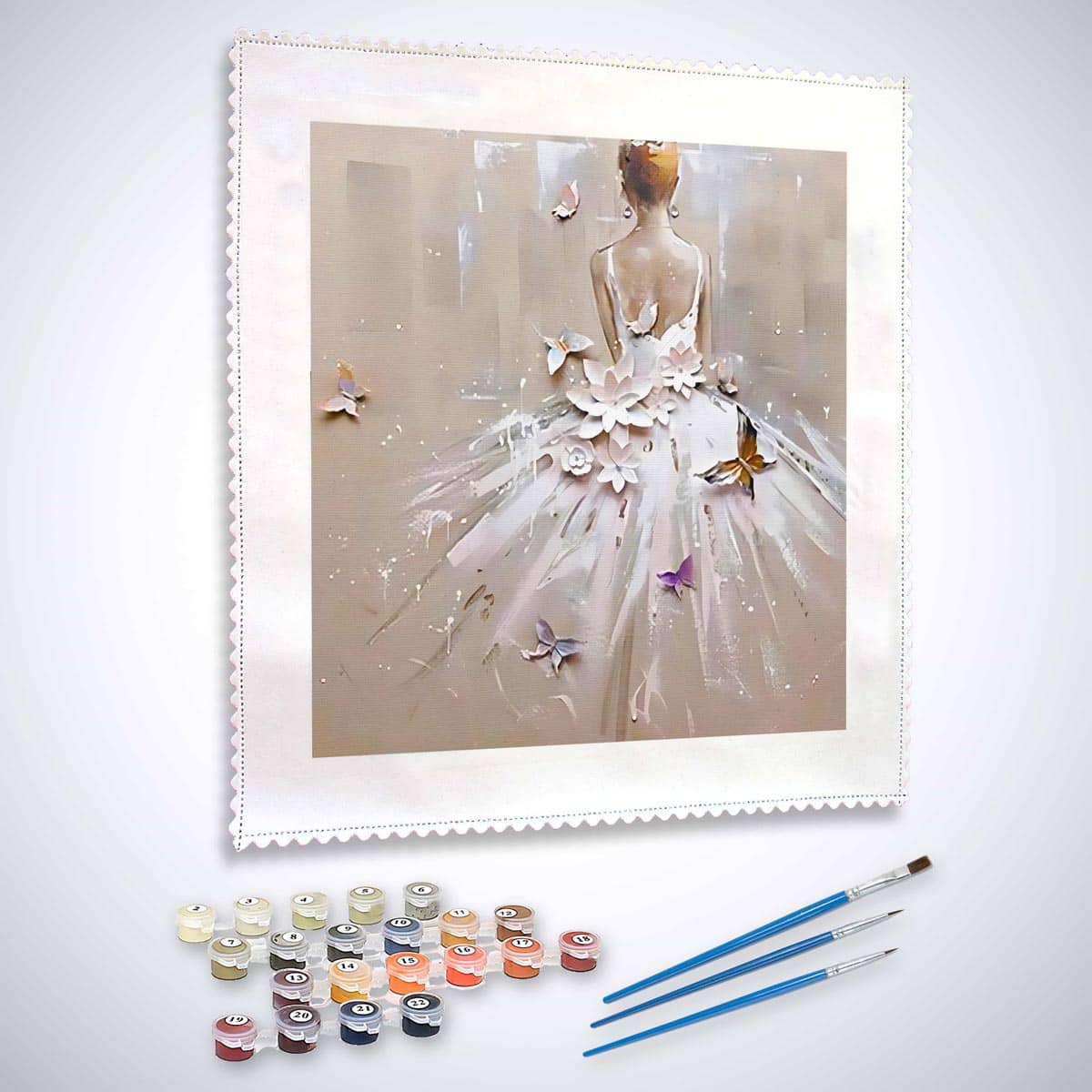 Paint by Numbers - Woman with white dress, butterflies and flowers ...