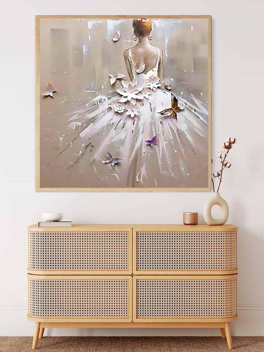 Paint by Numbers - Woman with white dress, butterflies and flowers ...