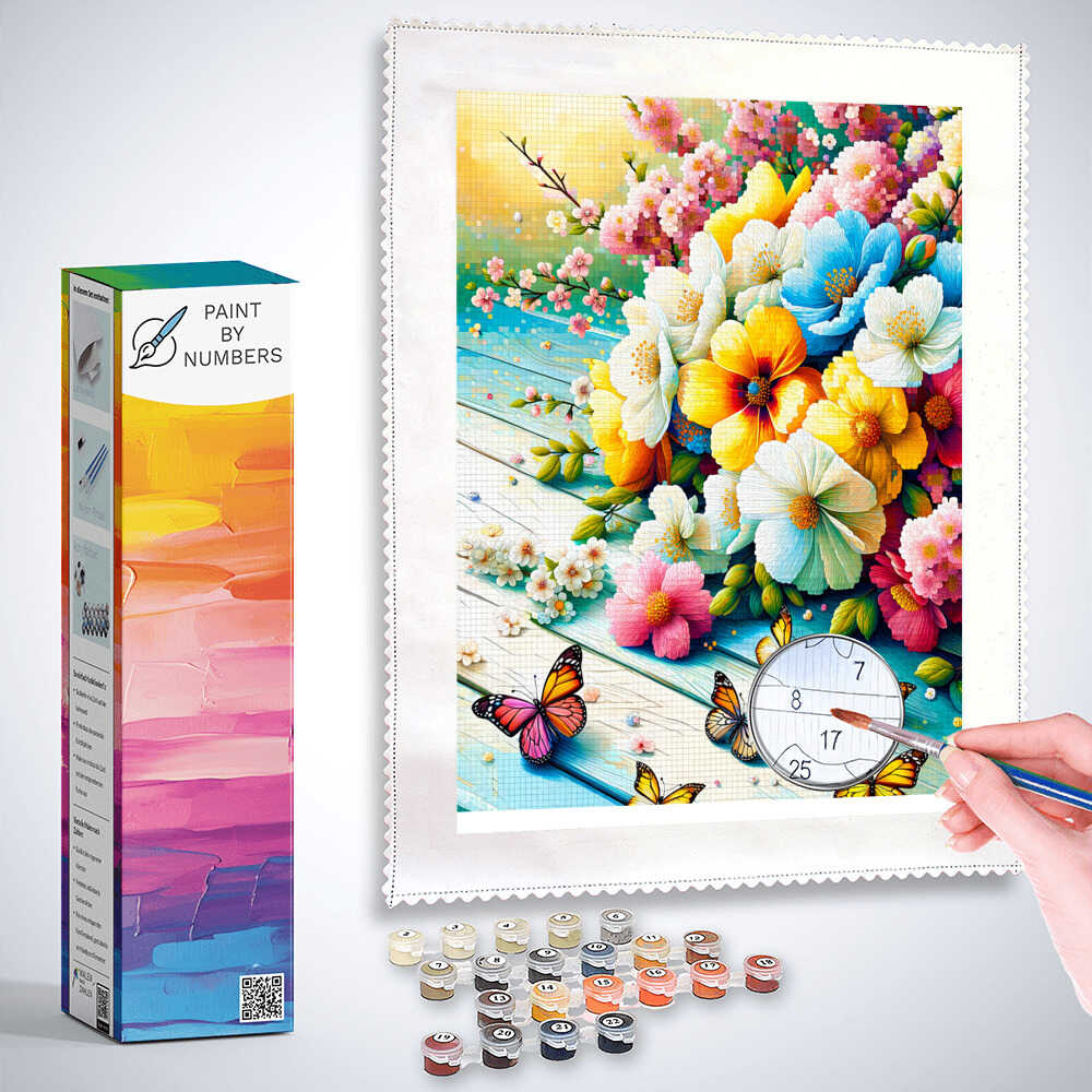 Paint by Numbers - Flowers and butterflies – DIY Paint by Numbers
