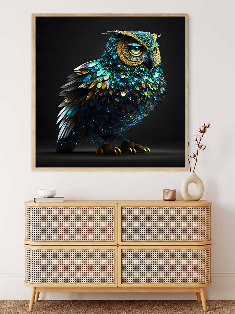 Paint by Numbers - Owl in the night turquoise – DIY Paint by Numbers