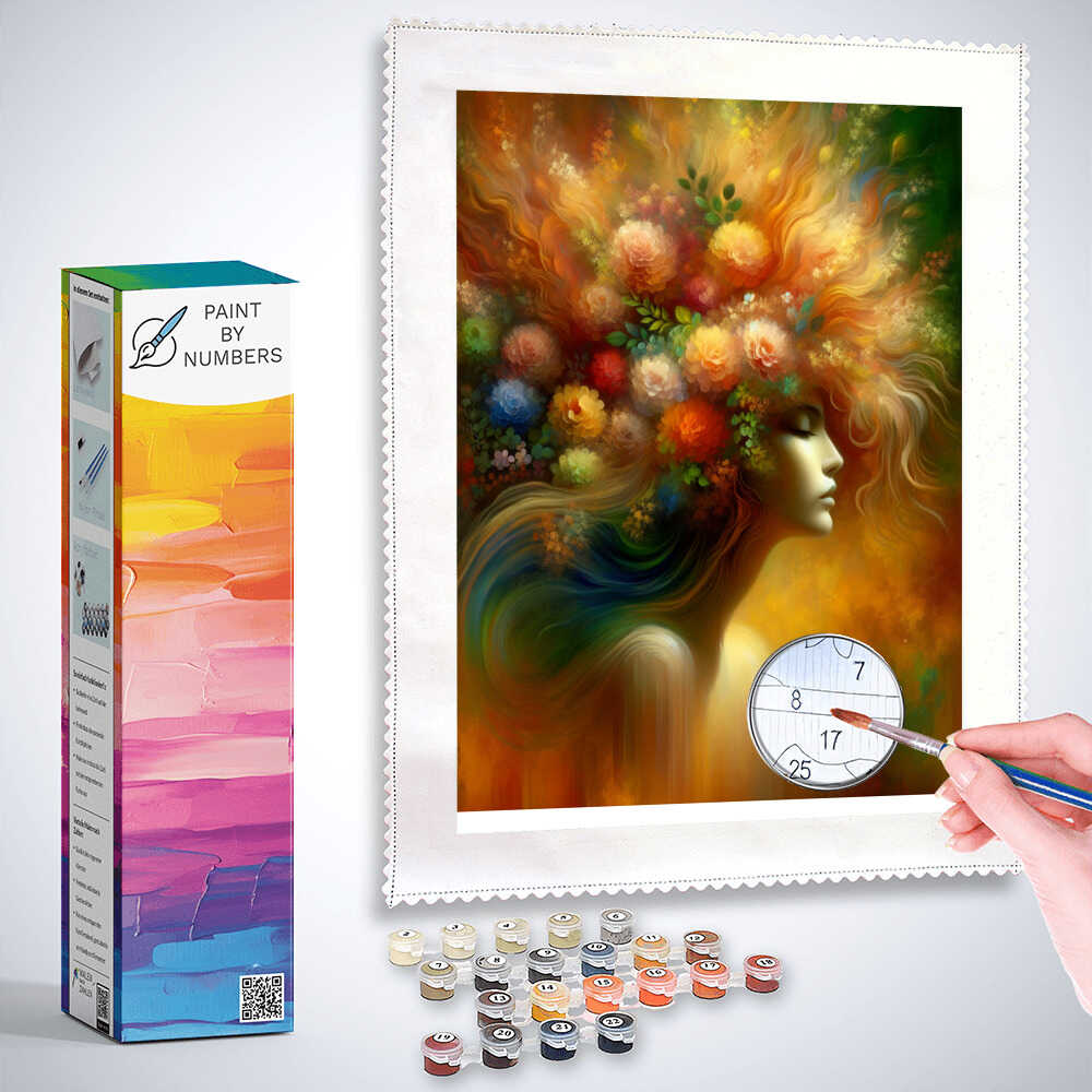 Paint by Numbers - Woman with flower hair – DIY Paint by Numbers