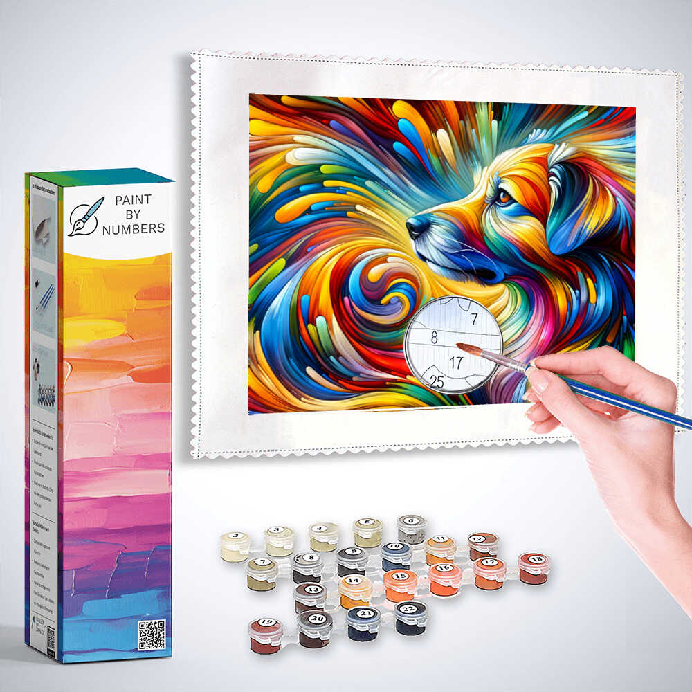 Dog in profile, Abstract - Paint by Numbers – DIY Paint by Numbers