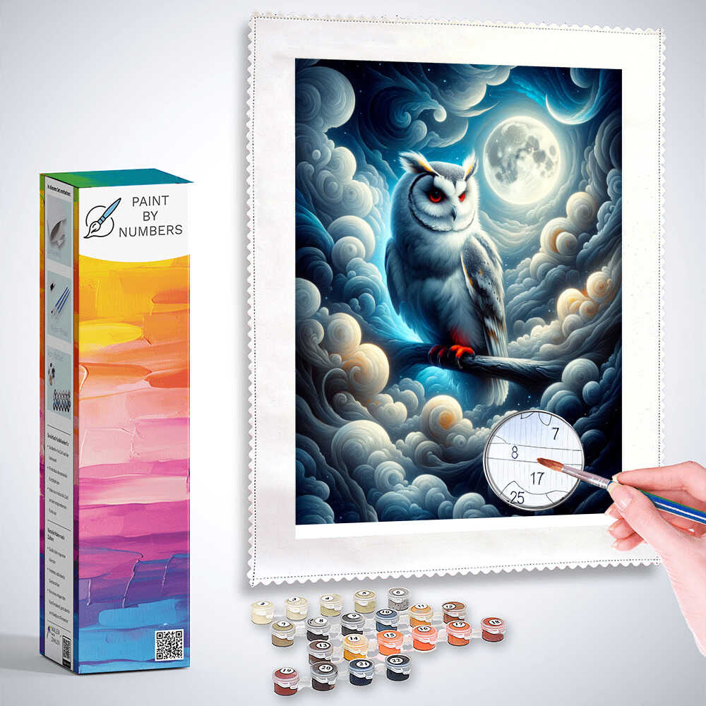 Paint by Numbers - Owl in the Clouds Moonlight – DIY Paint by Numbers