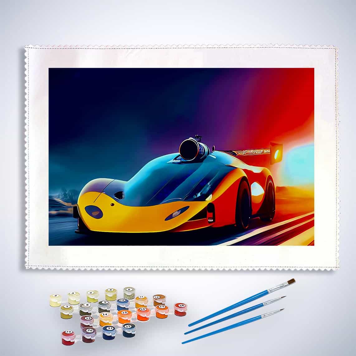 Paint by Numbers - Yellow racing car – DIY Paint by Numbers
