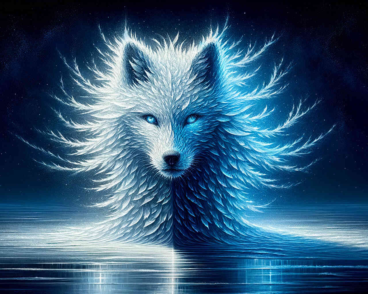 wolf-blauer-regen-malen-nach-zahlen – DIY Paint by Numbers