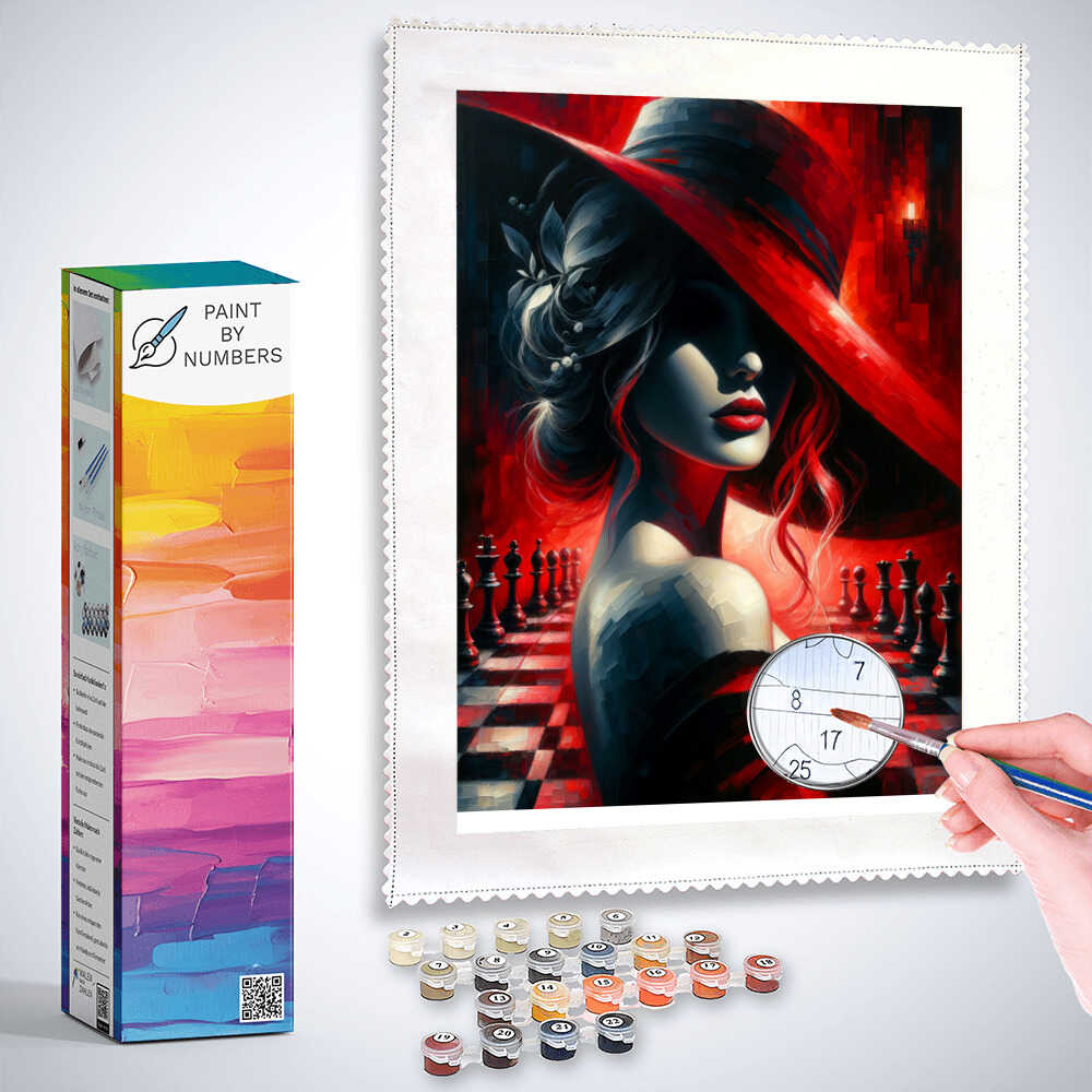 Paint by Numbers - Woman in red and black – DIY Paint by Numbers