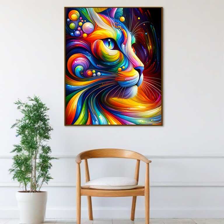 Cat in profile, colorful - Paint by Numbers – DIY Paint by Numbers