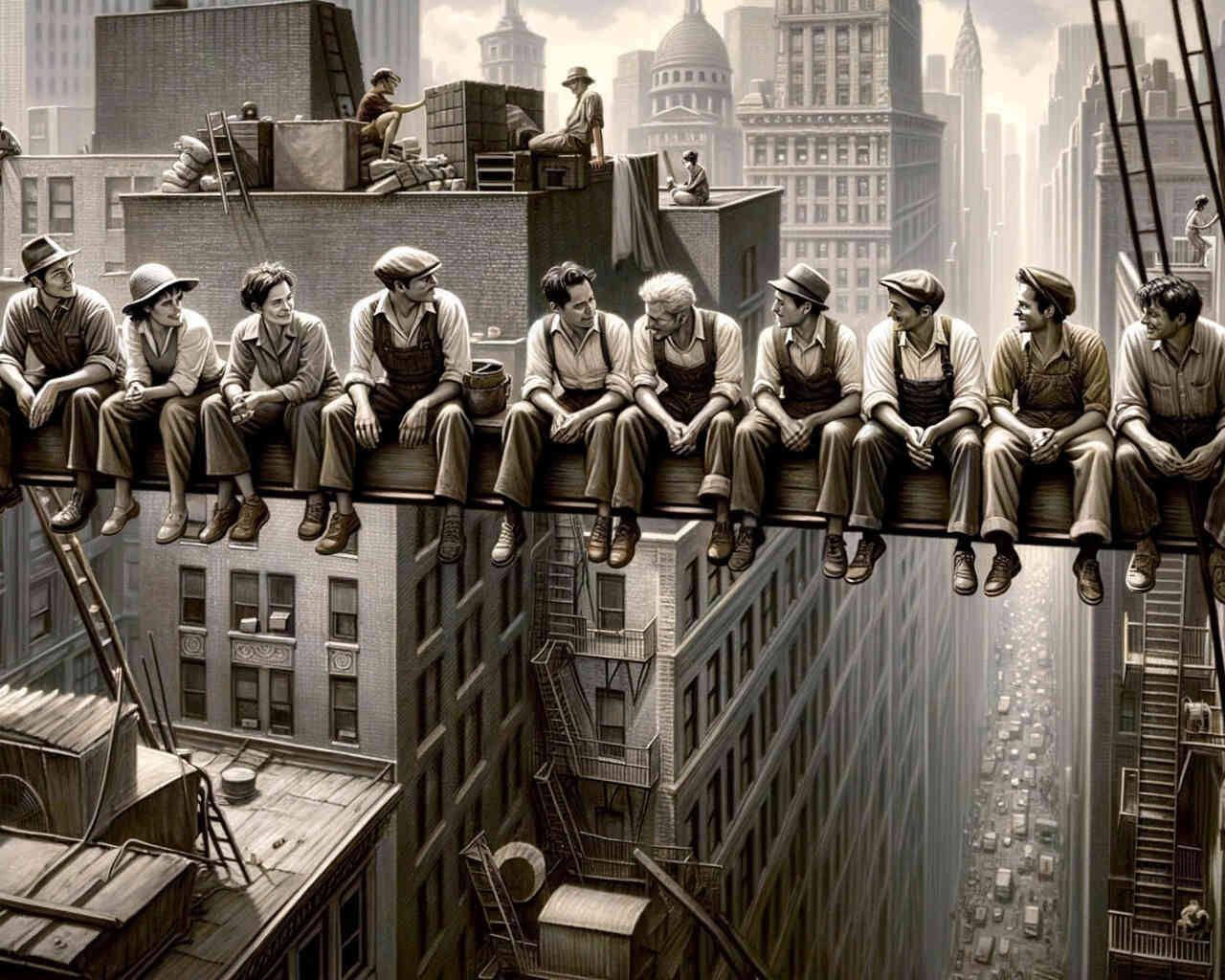 Paint by Numbers - People above the city – DIY Paint by Numbers