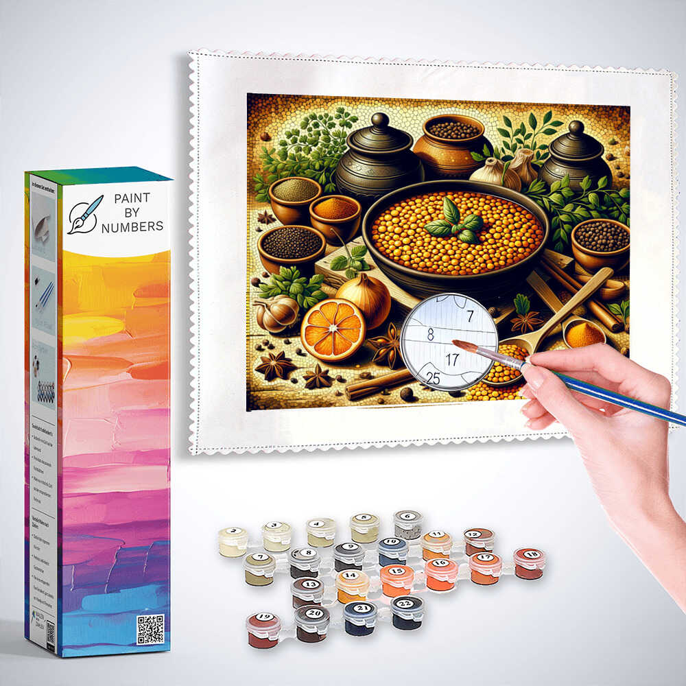 Paint by Numbers - Lentil dish and spices – DIY Paint by Numbers