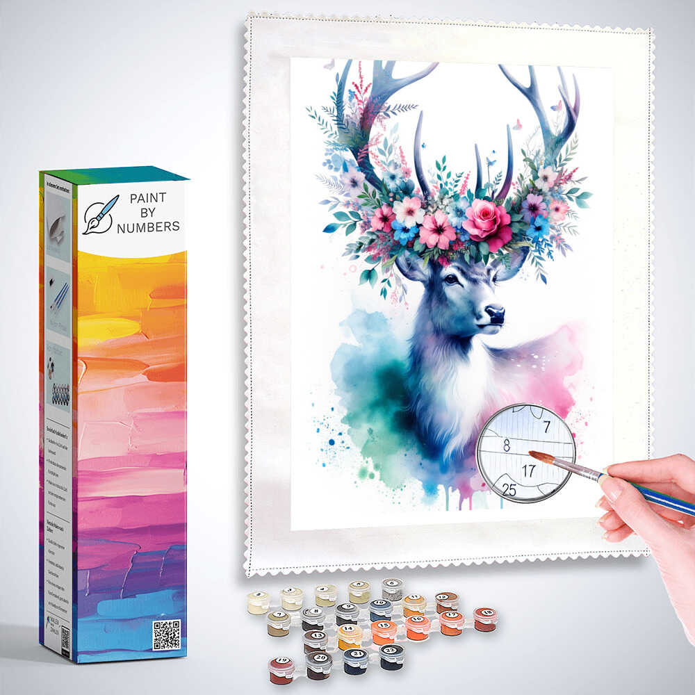 Paint by Numbers - Deer on white background – DIY Paint by Numbers