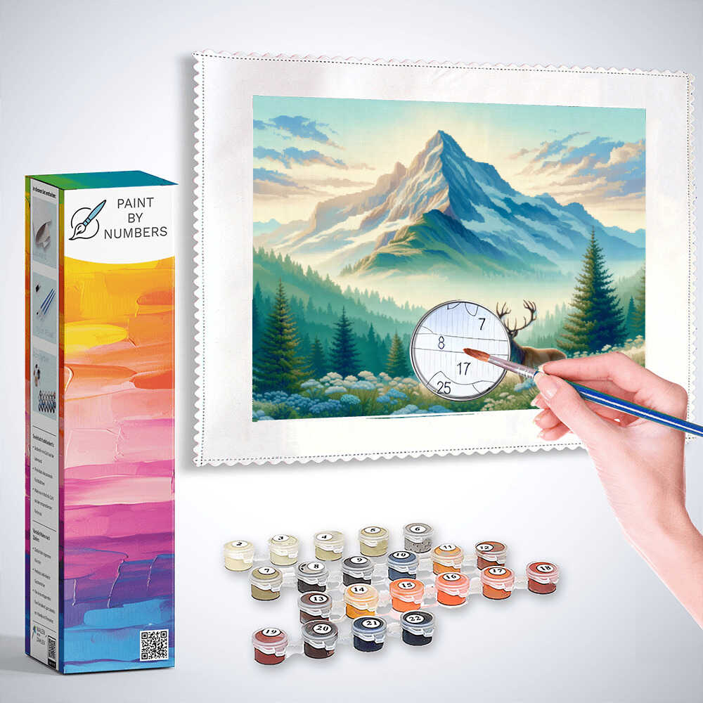Paint by Numbers - Deer on mountain – DIY Paint by Numbers