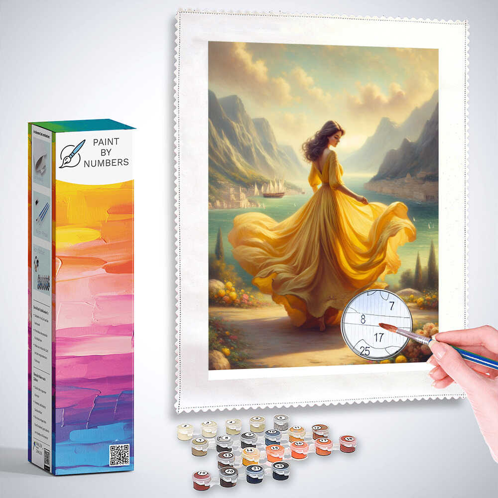 Paint by Numbers - Woman in yellow dress – DIY Paint by Numbers