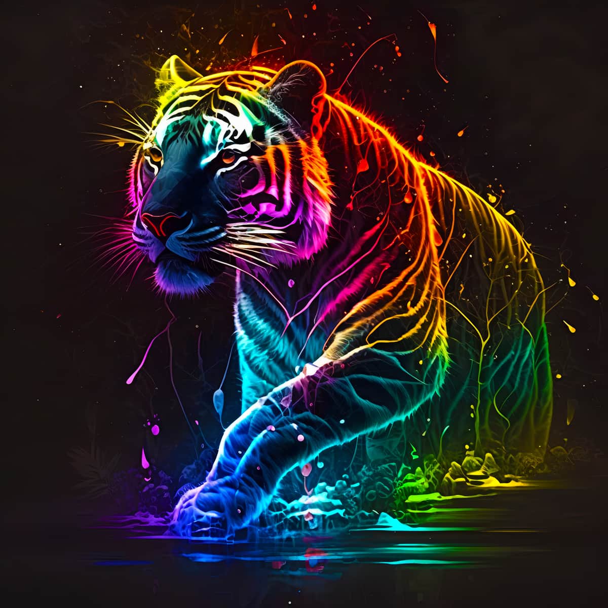 Diamond Painting - Neon Tiger Kit | Sparkling Art – DIY Paint by Numbers
